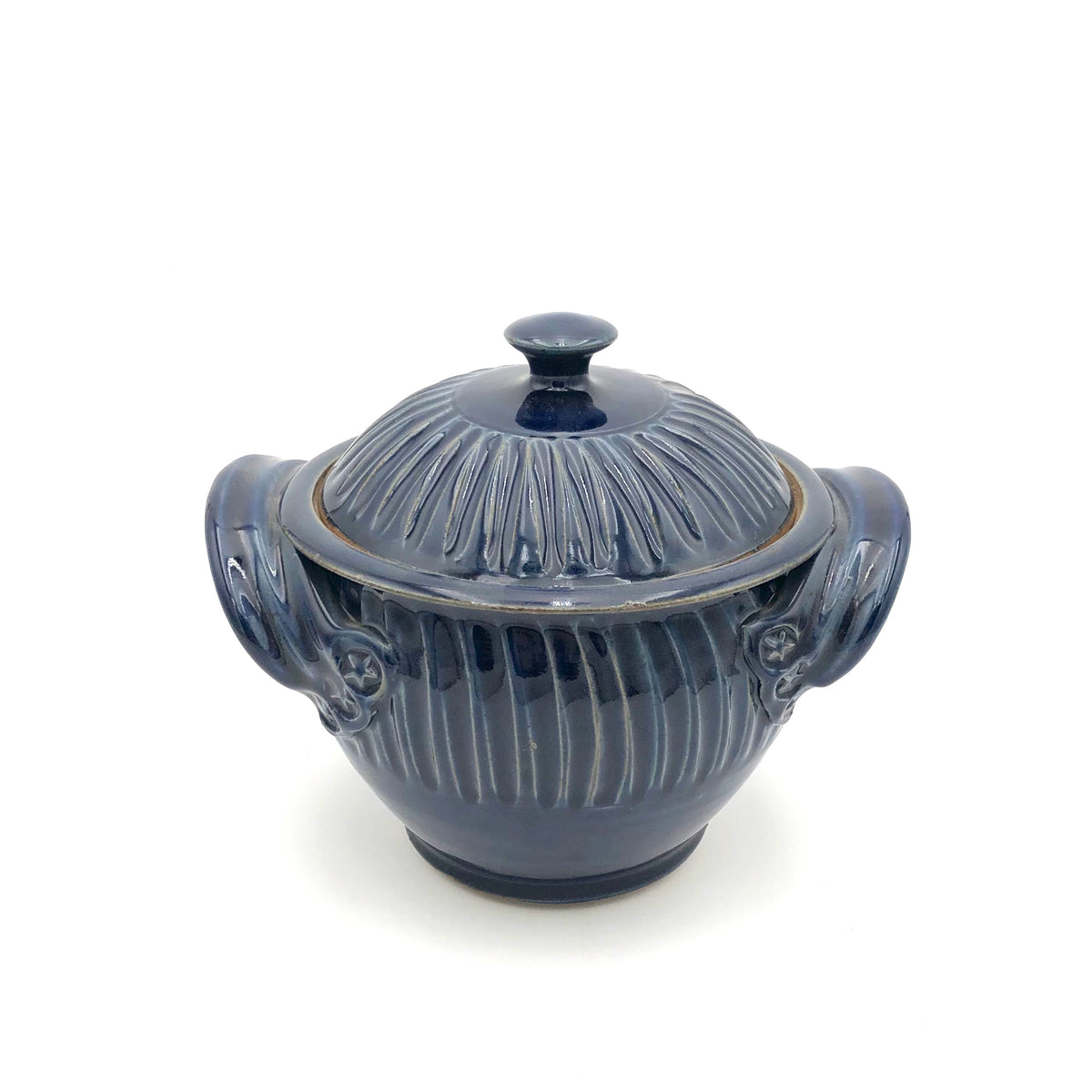 Coburn - Small Lidded Casserole #1 - Bean Pot (Fluted Dark Blue ...