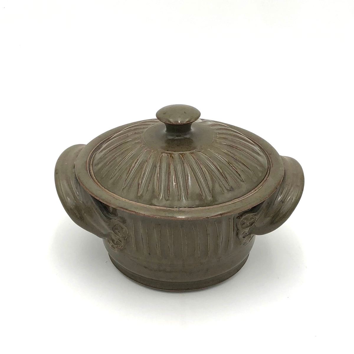 Coburn - Small Lidded Casserole #3 - Mini Pot with Handles (Fluted Gre ...